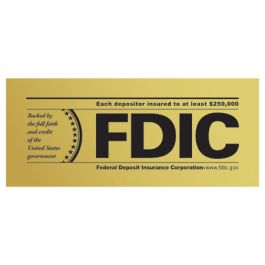 FDIC mylar decal, gold/black