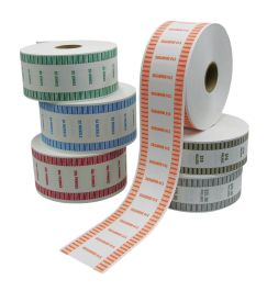 6 1/4" Bleached White Kraft Automatic Coin Wrap, $10 Quarters